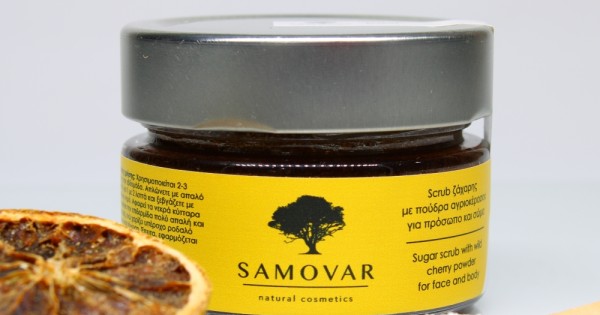 Scrub ζάχαρης για απολέπιση και τόνωση με πούδρα αγριοκέρασου | Samovar ...
